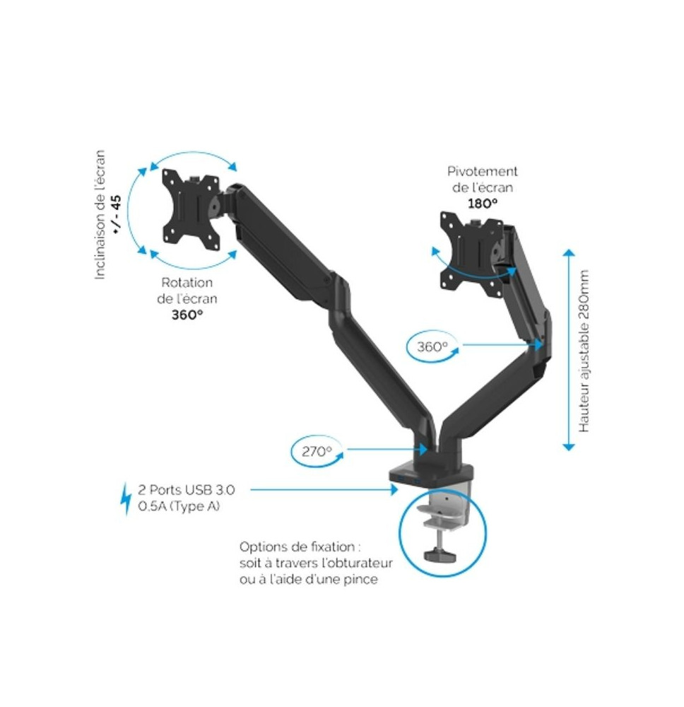 Bras articulé double écran Platinum Series - INSTALLATION RAPIDE ...